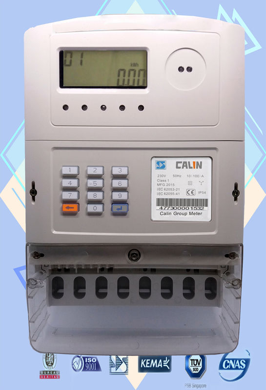 Low Voltage 3 Phase Electric Meter / Backlit LCD Surge Safe Sts Keypad ...