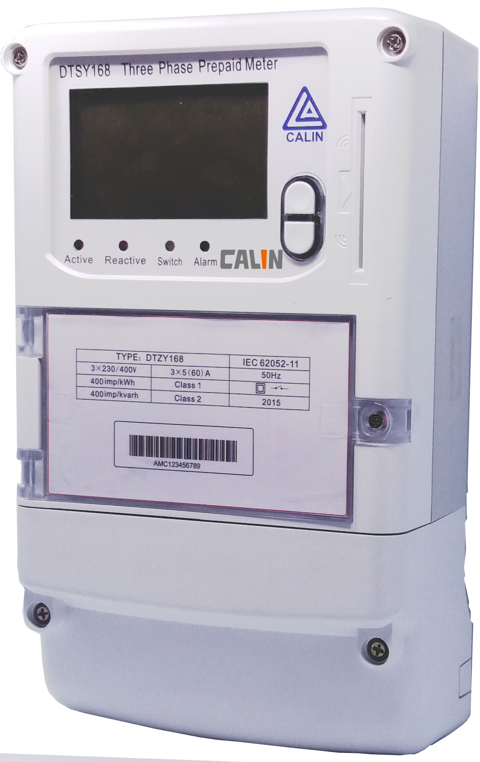 IC Card Operated 3 Phase Electric Meter , Terminal Cover Prepaid Power ...