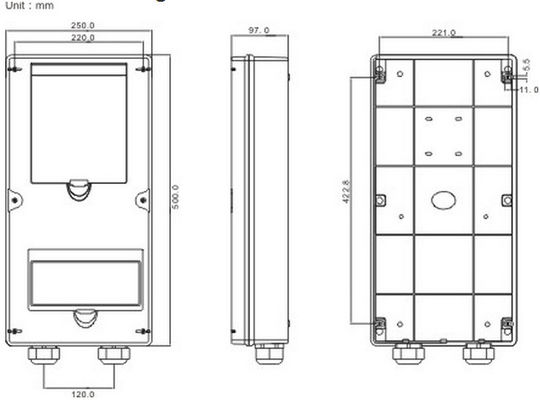 Single Position Three Phase Electricity Meter Box IP54 With Hinges , Lock And Key